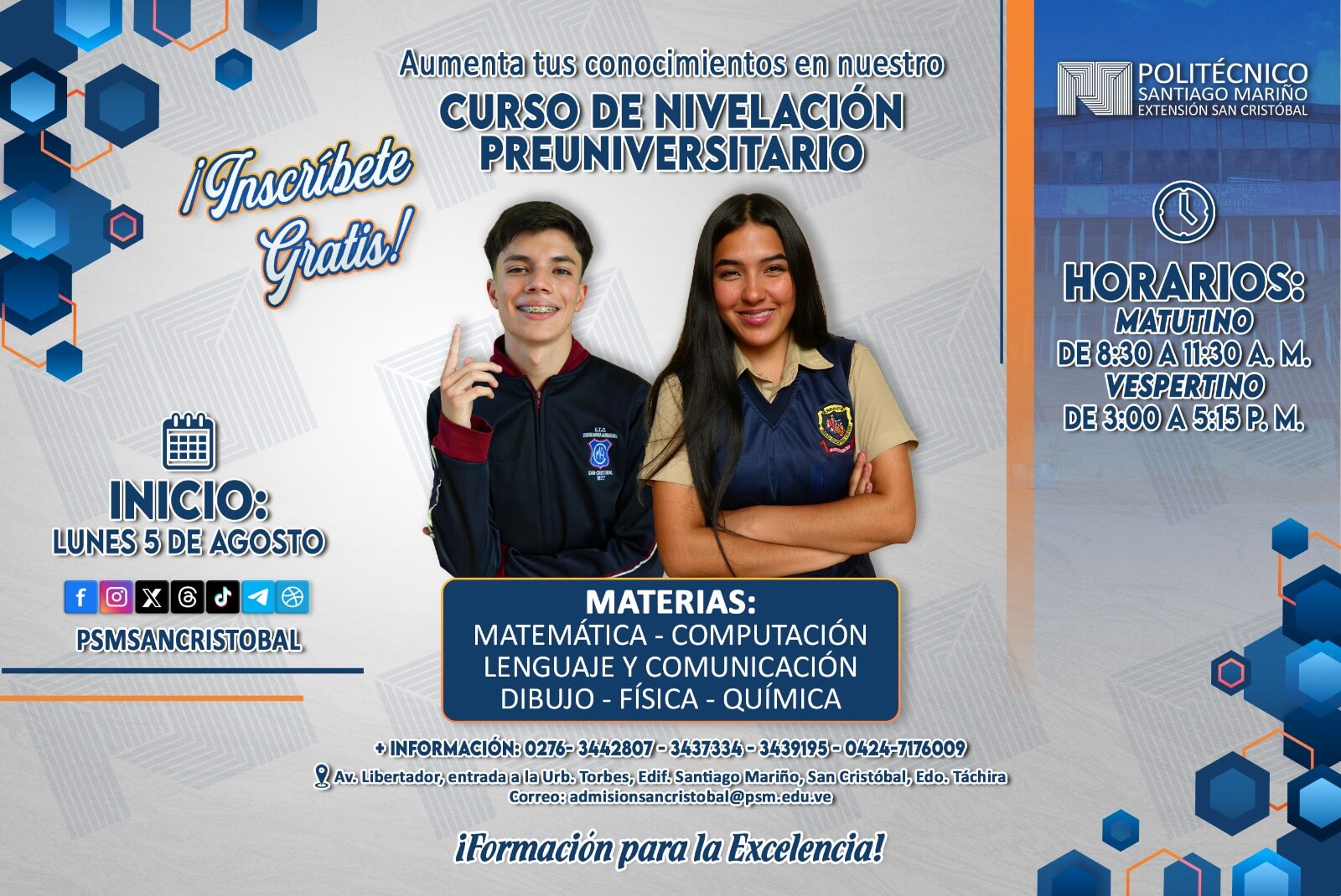 C urso, Nivelación Preuniversitaria, PSM, Santiago Mariño
